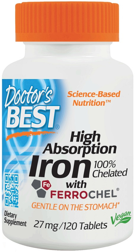 Doctor's Best High Absorption Iron, 27mg - 120 tablets - Bodybuilding ...