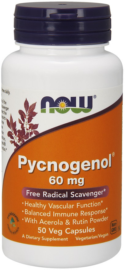NOW Foods Pycnogenol with Acerola & Rutin Powder, 60mg - 50 vcaps ...