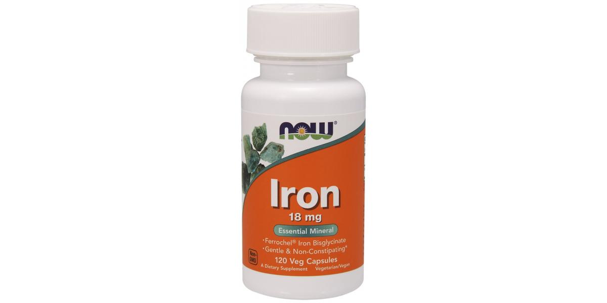 NOW Foods Iron, 18mg - 120 vcaps - Bodybuilding and Sports Supplements
