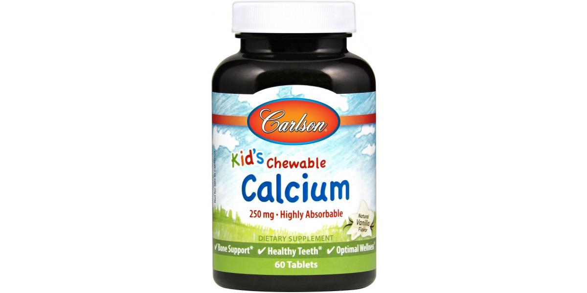 Carlson Labs Kid's Chewable Calcium, 250mg Natural Vanilla - 60 tablets ...
