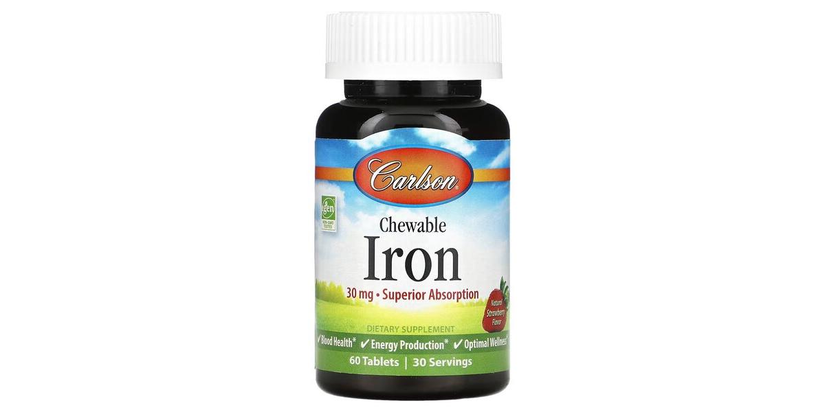 Carlson Labs Chewable Iron, 30mg Strawberry - 60 tablets - Bodybuilding ...