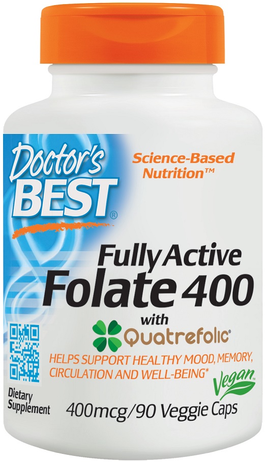 Doctor's Best Fully Active Folate 400 with Quatrefolic, 400mcg - 90 ...