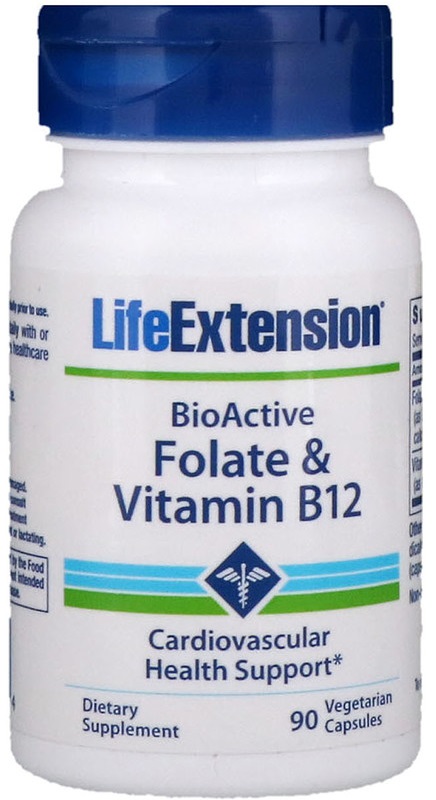 Life Extension BioActive Folate & Vitamin B12 - 90 vcaps - Bodybuilding ...