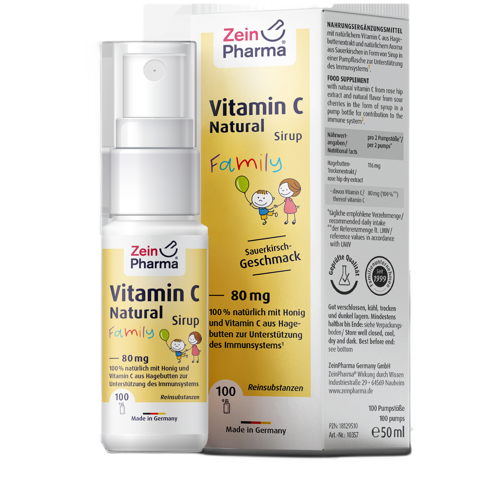Zein Pharma Vitamin C Natural Syrup, 80mg (Sour Cherry) - 50 ml ...